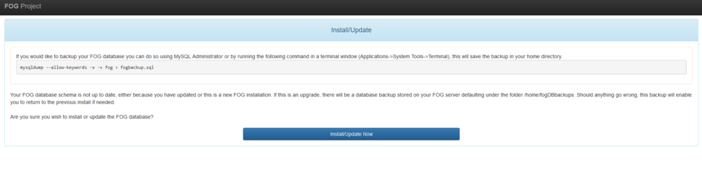 Update FOG Server to the newest Version - Step-By-Step